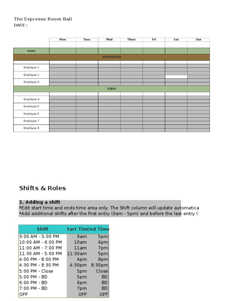Restaurant Schedule Template 7shifts | PDF