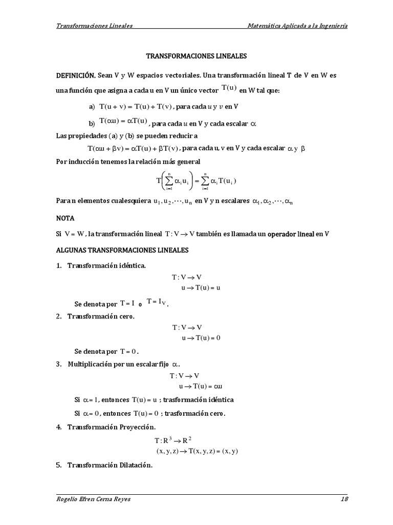 Transformaciones Lineales | PDF | Valores propios y vectores propios | Mapa lineal