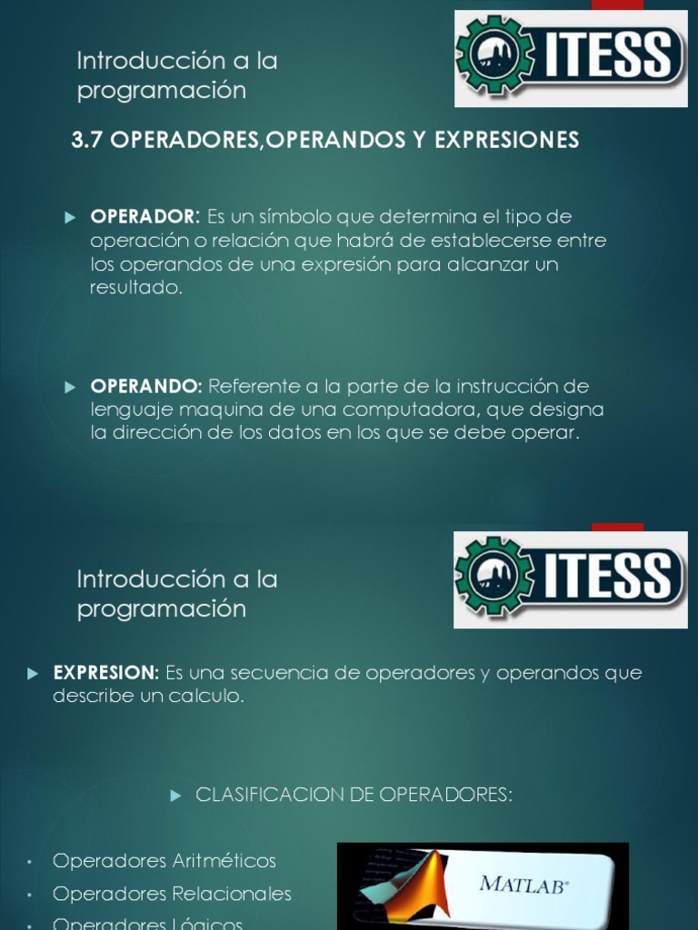 Operadores, Operandos | PDF | Aritmética | Operador (Matemáticas)