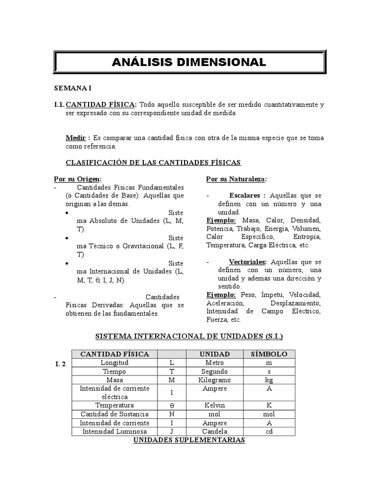 Analisis Dimensional | PDF | Cantidad | Unidades de medida
