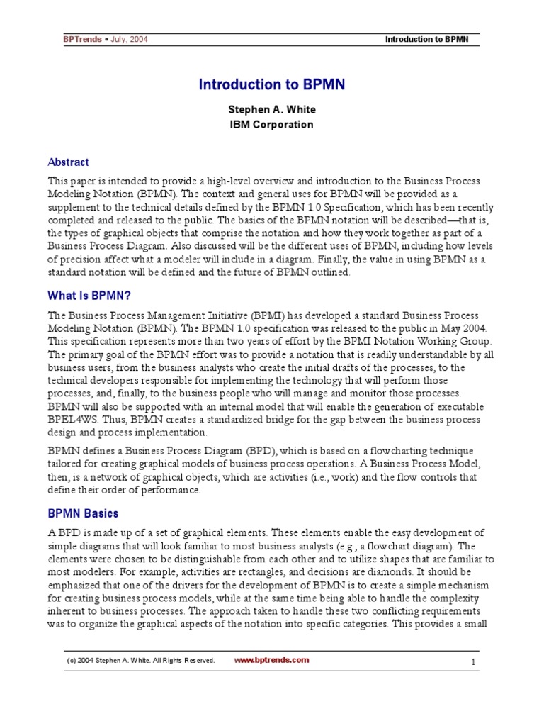 07-04 WP Intro To BPMN - White | PDF | Business Process | Scientific ...