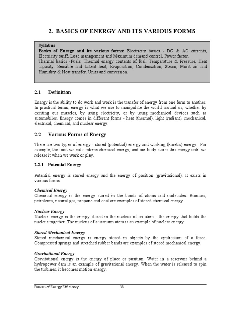 1.2 Basics of Energy and Its Various Forms | PDF | Humidity | Heat