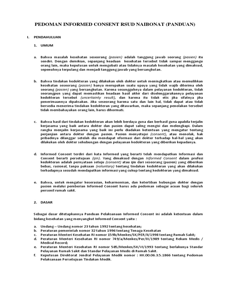 Panduan Informed Consent RSUD | PDF | Pengembangan Diri