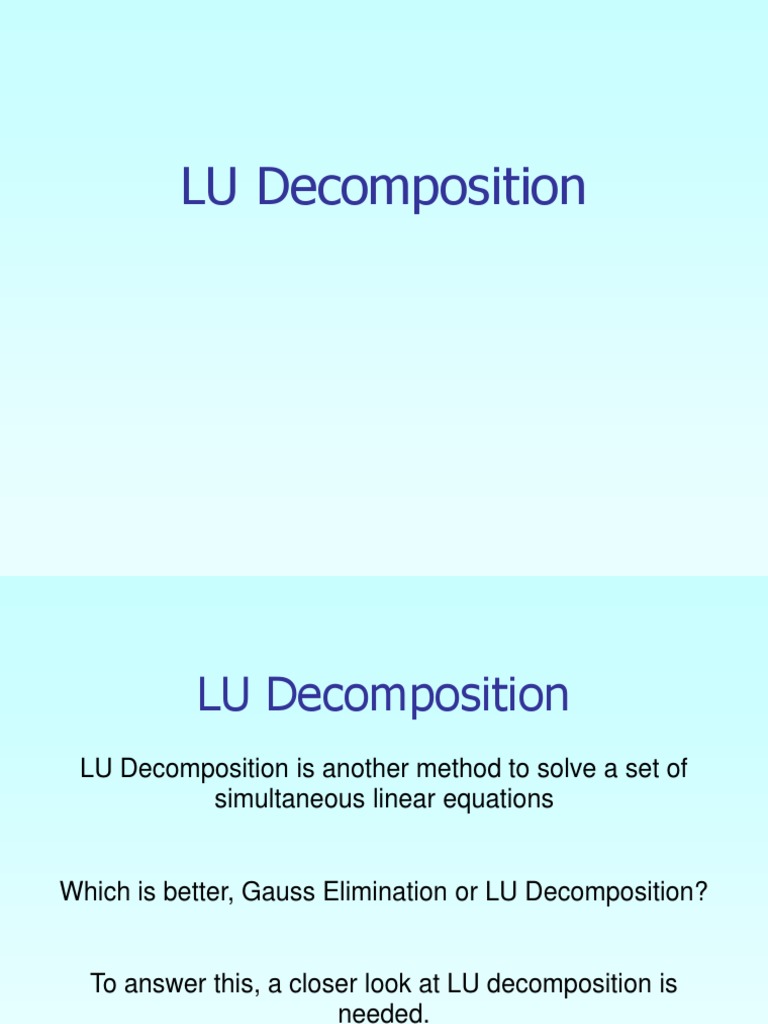 12 LU Decomposition Lecture | PDF | Mathematics Of Computing ...