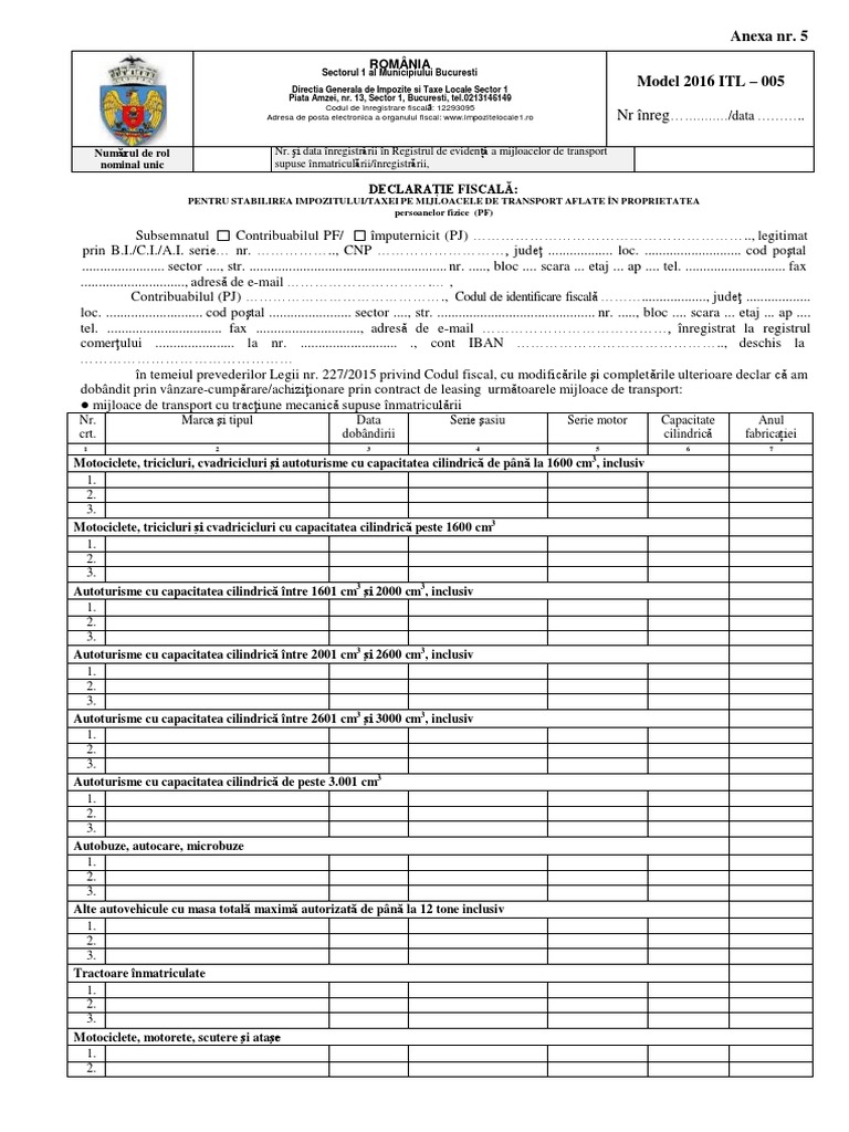 Declaratie Impunere Auto | PDF