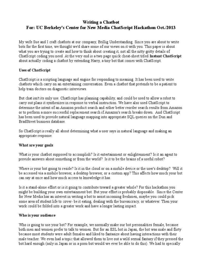 Paper - Writing A Chatbot | PDF | Grammatical Number | Mummy