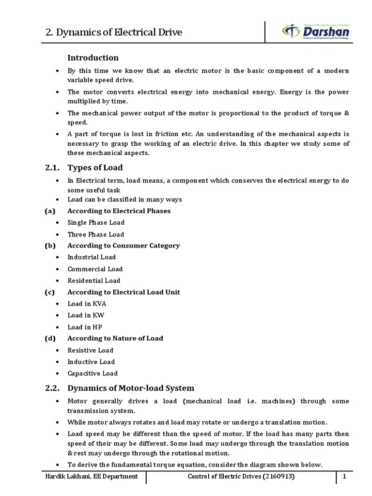 Dynamics of Electrical Drives | PDF | Steady State | Transmission ...