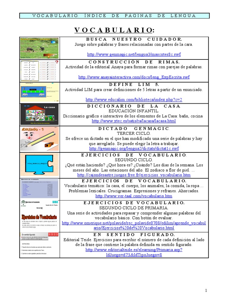 Recursos Interactivos de Vocabulario | PDF