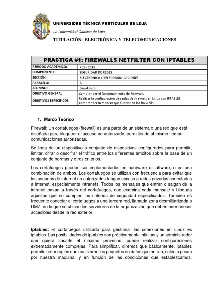 Practica Firewall Iptables | PDF | Cortafuegos (informática) | Edad de información