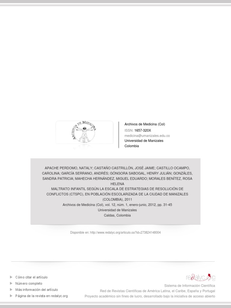 Maltrato Infantil Según La Escala de Estrategias de Resolución de ...