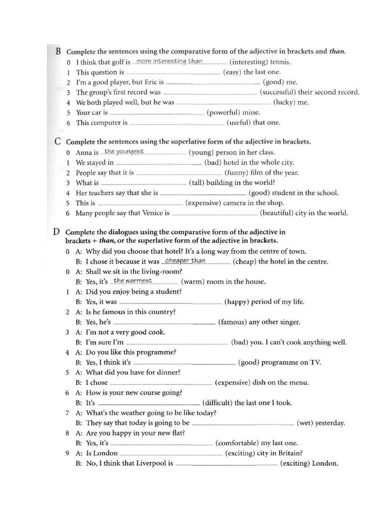 Comparison of Adjectives - Practice | PDF