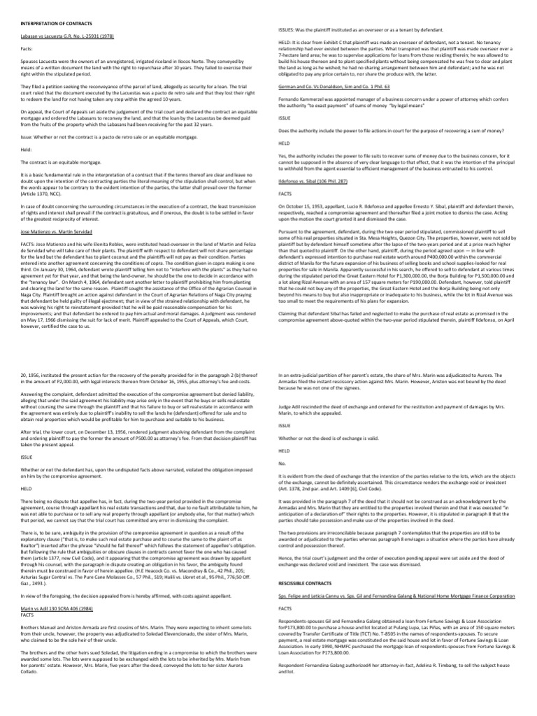 Oblicon Finals Cases | PDF | Mortgage Law | Lawsuit