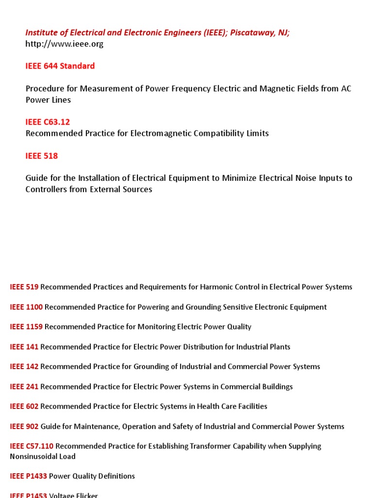 IEEE Power Quality Standards | PDF | Electromagnetic Compatibility ...