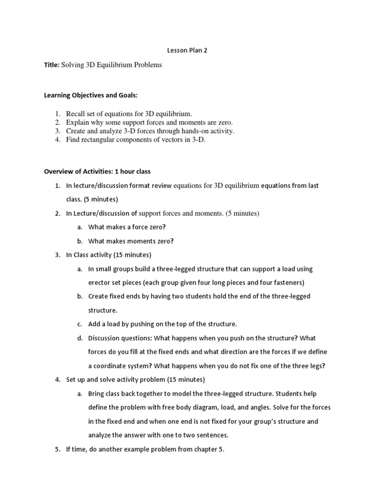 Lesson Plan 2 | PDF | Force | Lesson Plan