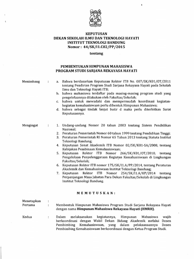 44 SK Dekan Pembentukan HIMA | PDF