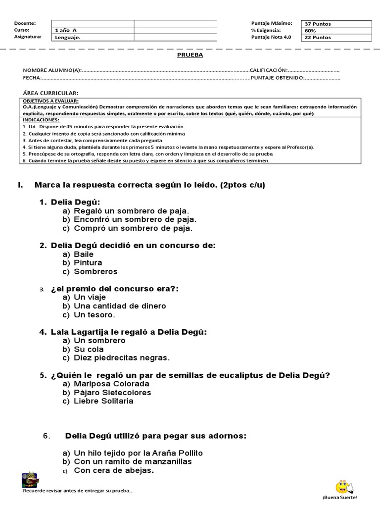 Prueba Delia Degu | PDF