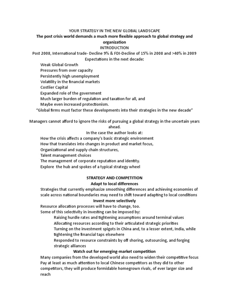 The Post Crisis World Demands A Much More Flexible Approach To Global ...