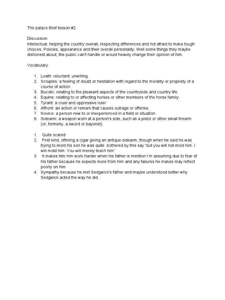 The Palace Thief Lesson 2 | PDF