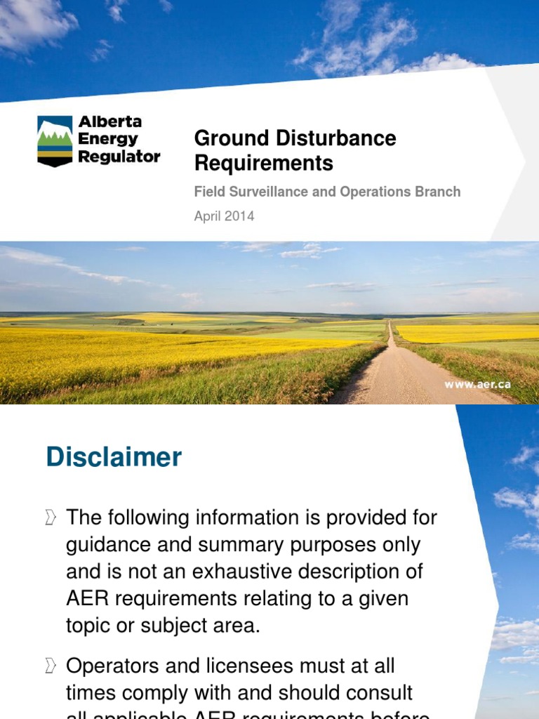 Ground Disturbance Requirements: Field Surveillance and Operations ...
