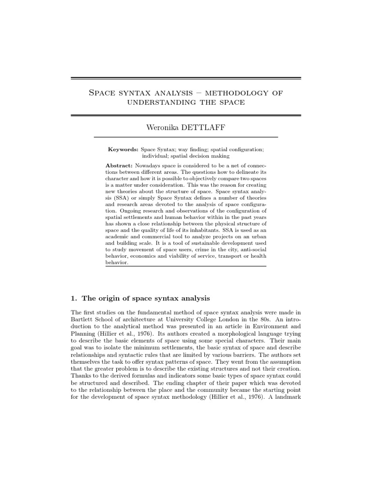 Space Syntax Methodology | PDF | Space | Integral
