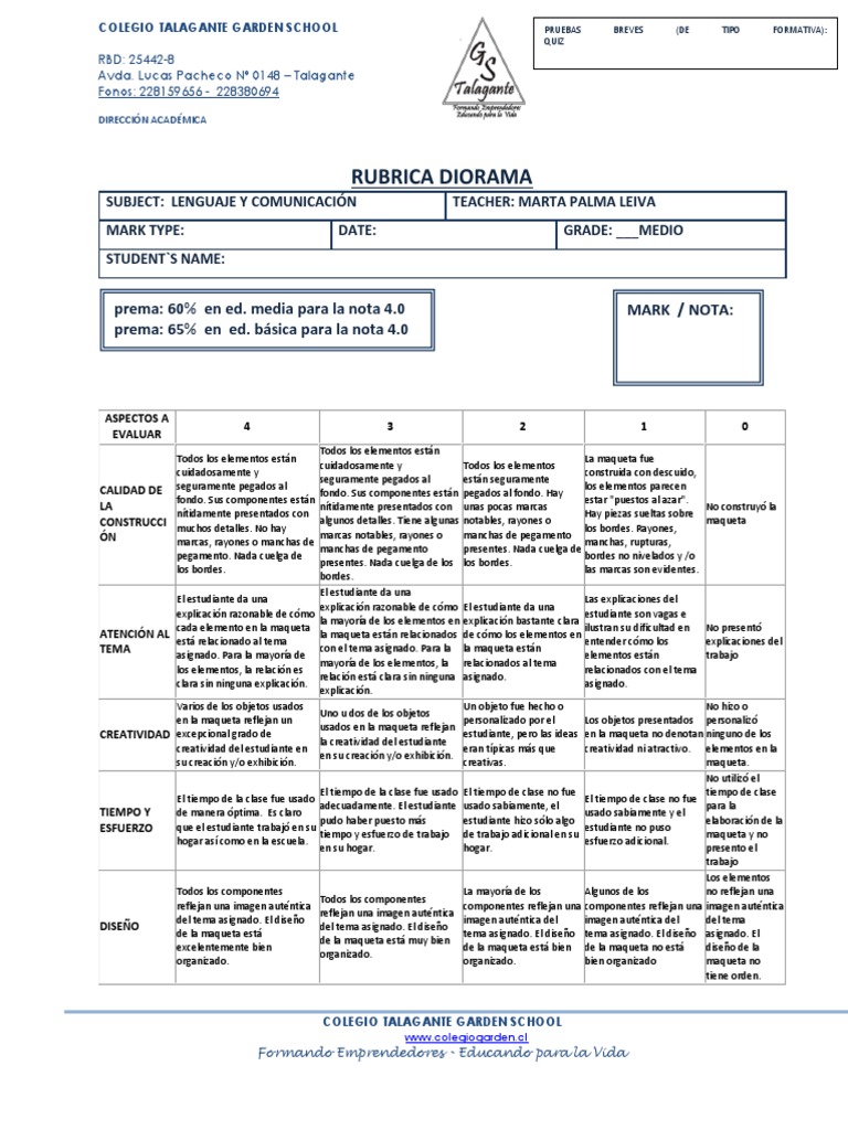 Rubrica Diorama | PDF | Creatividad | Diseño