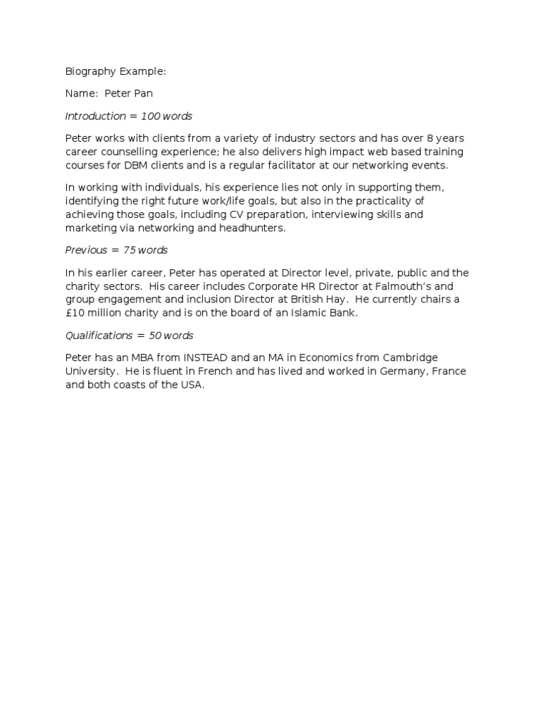 Biography Profile Example | PDF | Economies | Business