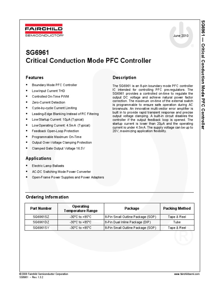 SG6961 Datasheet | PDF | Capacitor | Amplifier