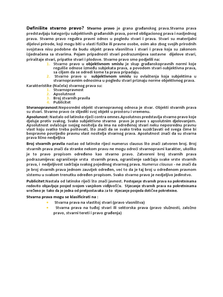 Stvarno Pravo Skripta | PDF