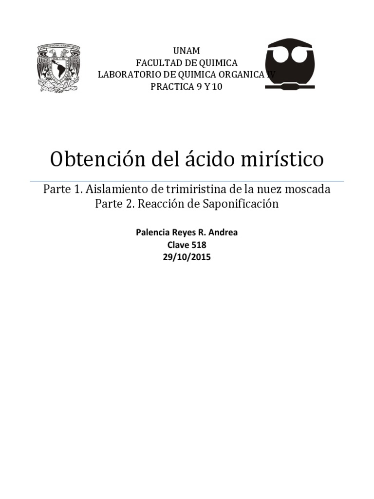 Obtención y análisis del ácido mirístico | PDF | Compuestos químicos ...