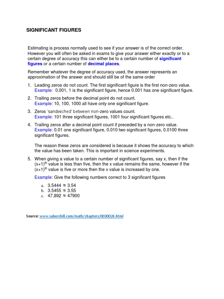 Significant Figures | PDF | Teaching Methods & Materials | Science ...