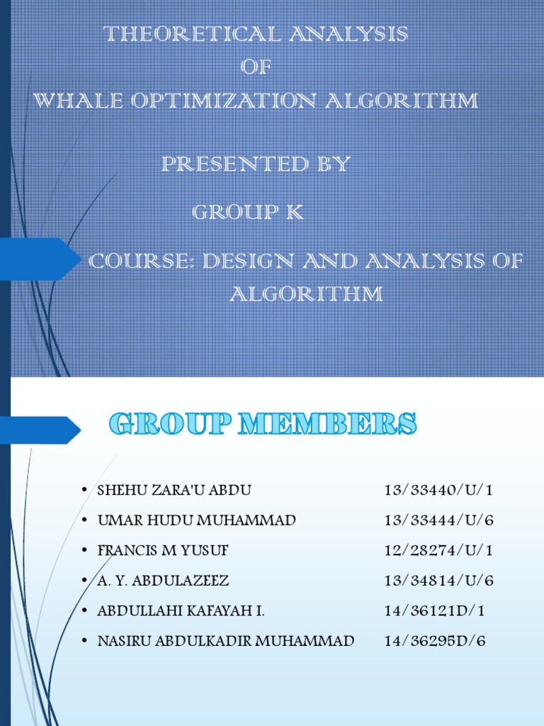 Theoretical Analysis of Whale Optimization Algorithm | PDF | Time Complexity | Algorithms