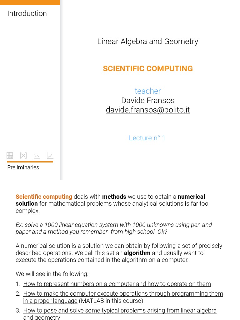 Linear Algebra and Geometry: Scientific Computing | PDF | Numerical ...