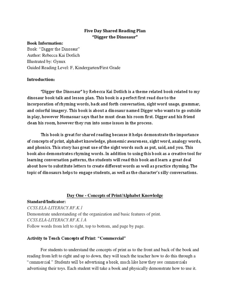 Five Day Shared Reading Plan | PDF | Phonics | Letter Case