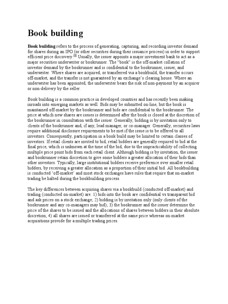 Book Building | PDF | Equity Securities | Financial Markets