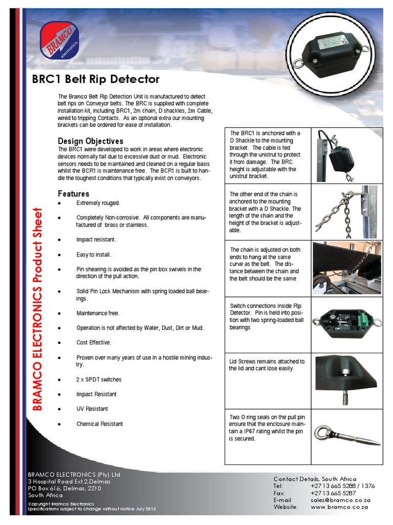 Brc1 Belt Rip Detector Rev1 | PDF | Equipment | Manufactured Goods