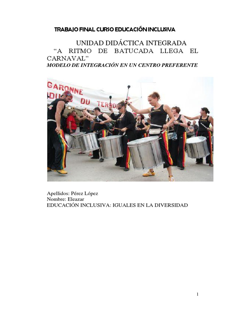 Unidad Didáctica: Batucada y Carnaval | PDF | Evaluación | Ritmo