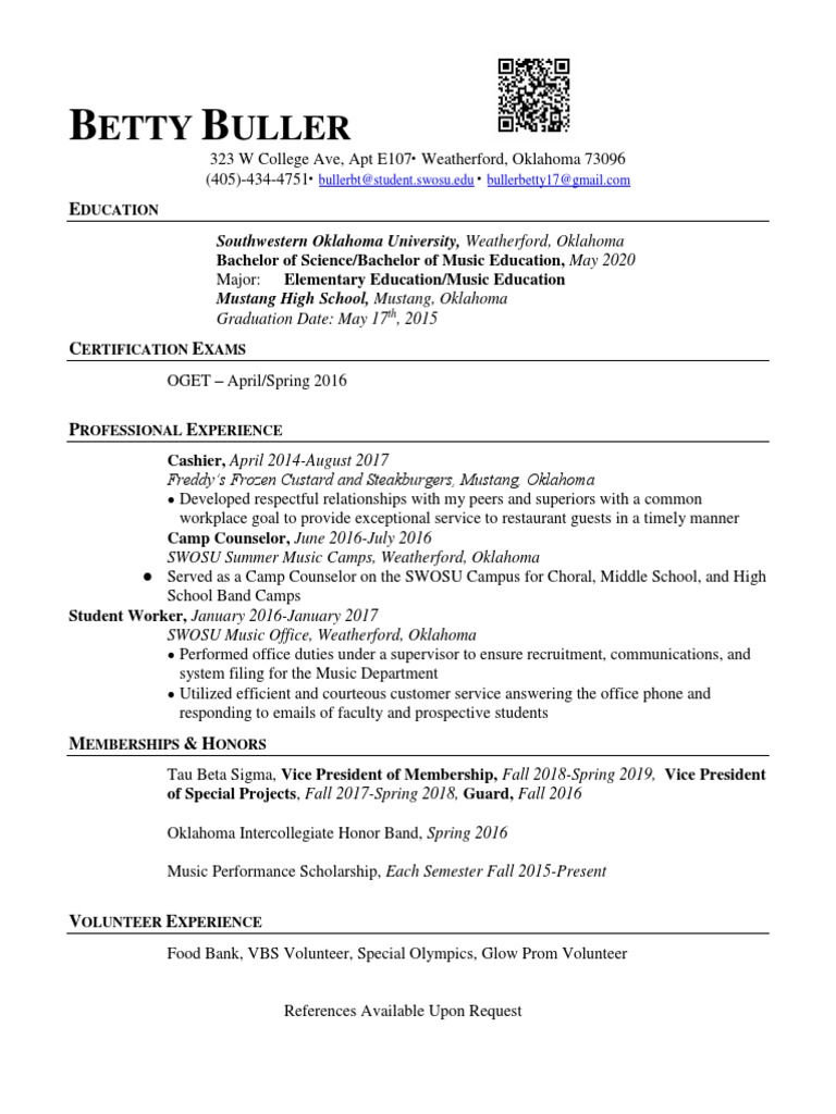 Betty Buller: Music Education Resume | PDF