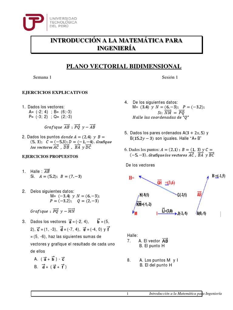 Ejercicios de Plano Vectorial 2D | PDF | Vector Euclidiano | Álgebra