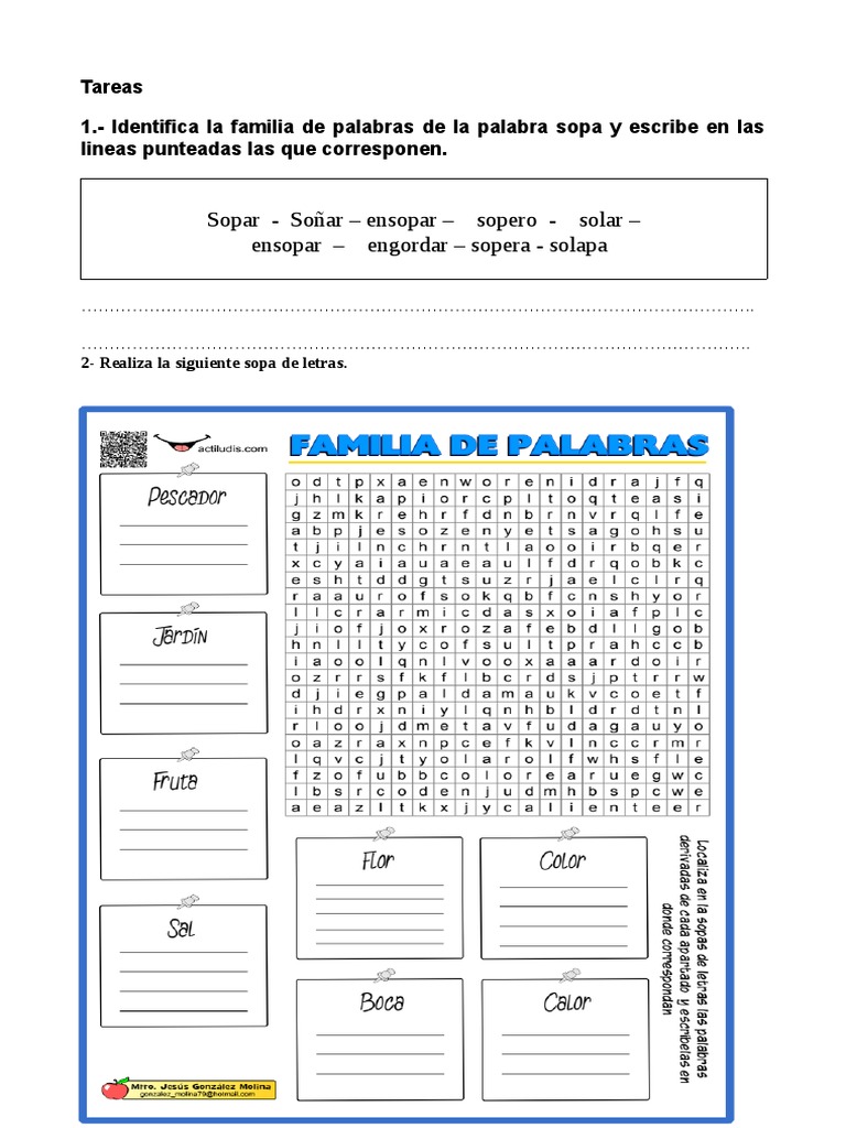 Hoja De Trabajo De La Familia De Palabras Op Familia De Palabras