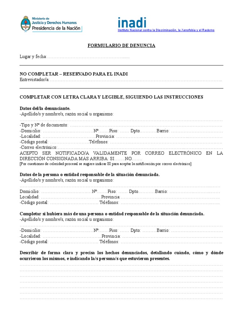 Formulario-de-denuncia.doc | Política | Violencia