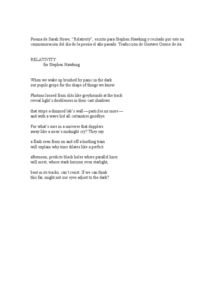 SARAH HOWE Howe "Relativity" | PDF