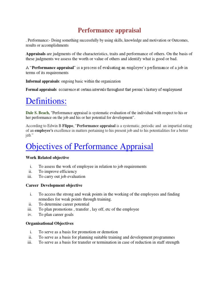 4 Performance Appraisal | Performance Appraisal | Goal
