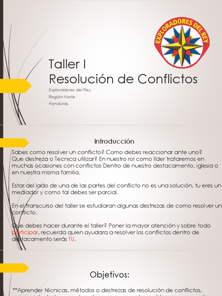 Taller I Resolucion de Conflictos | PDF | Conflicto (proceso) | Cooperación