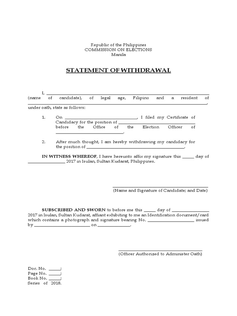 Statement of Withdrawal | PDF