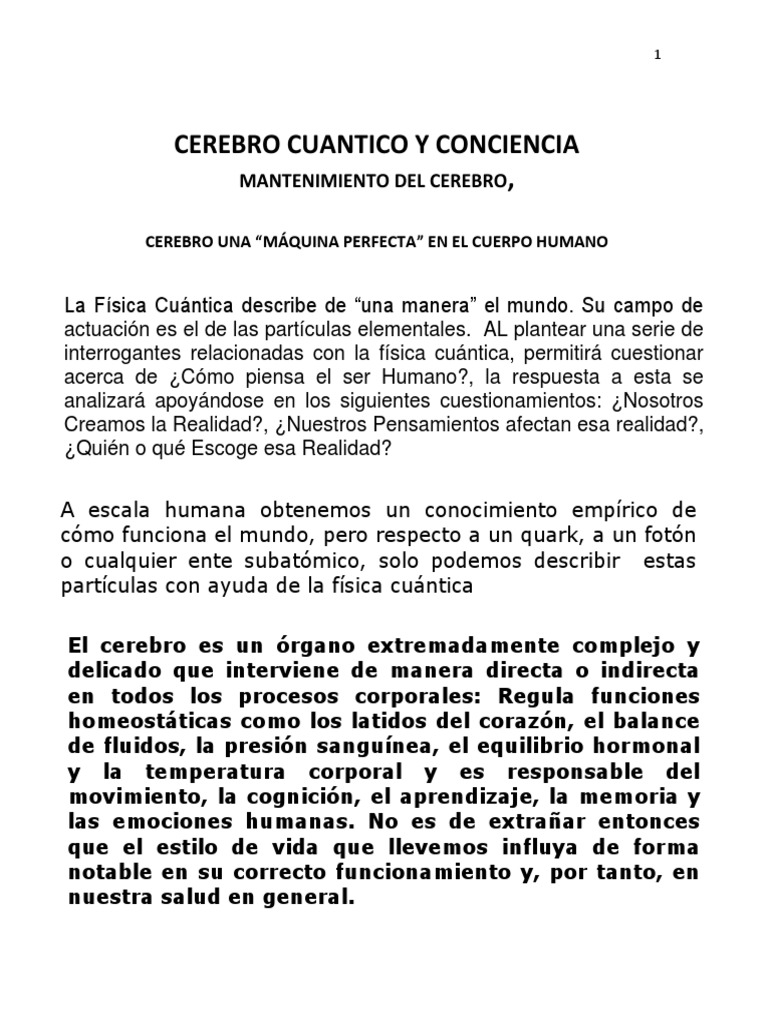 002 CEREBRO Cuantico y Conciencia | PDF | Cerebro | Memoria