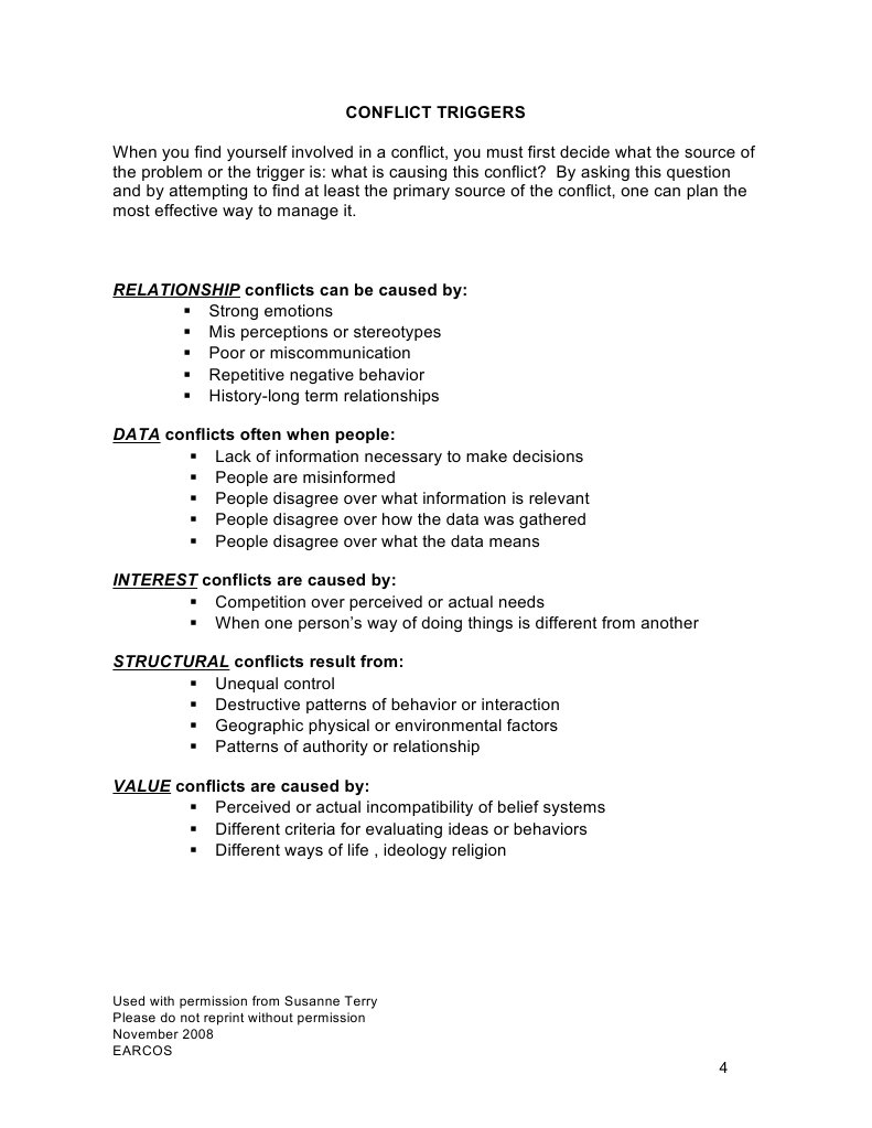 Conflict Triggers and Solutions | PDF
