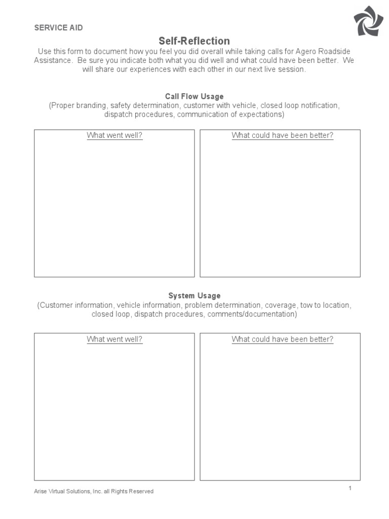 Self-Reflection: Service Aid | PDF