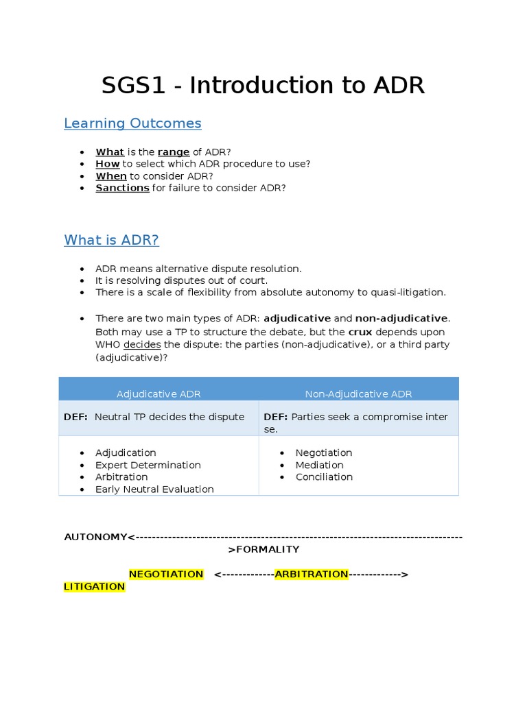 Alternative Dispute Resolution Sample | PDF | Alternative Dispute ...