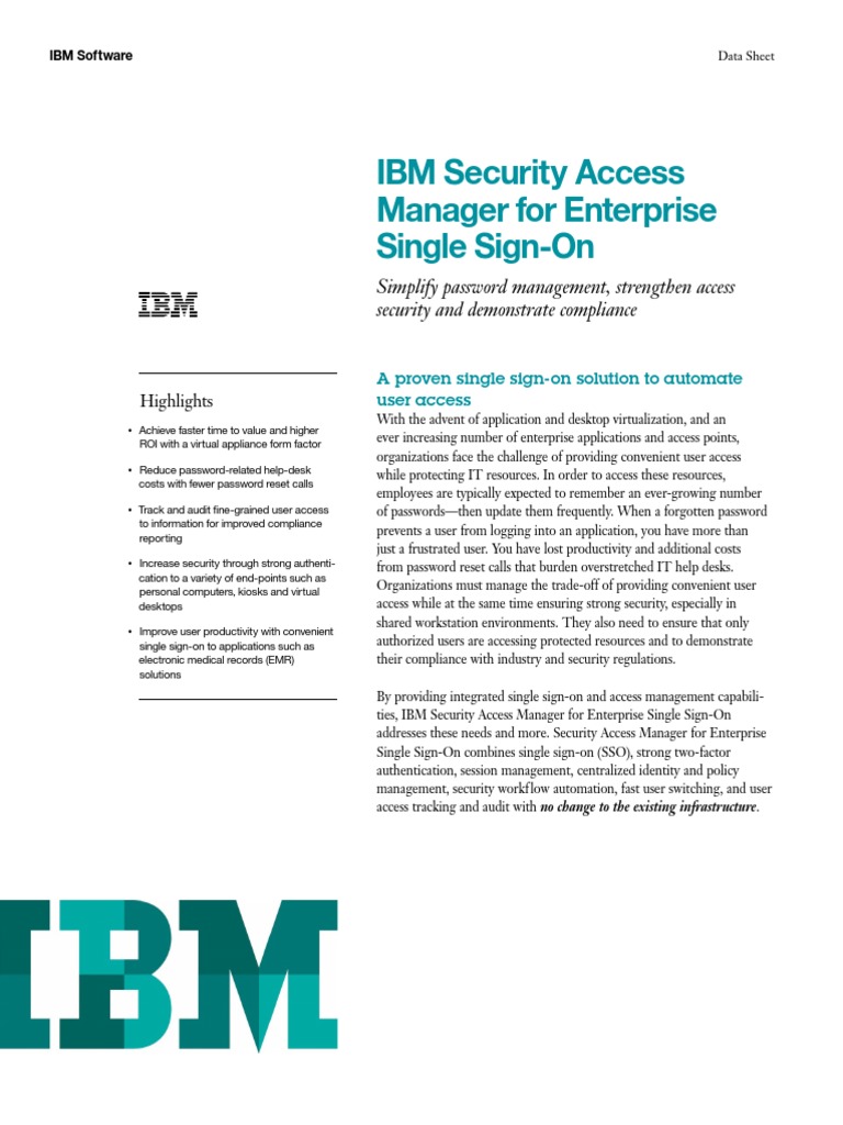IBM SAM For Enterprise SSO DataSheet | PDF | Provisioning | Password