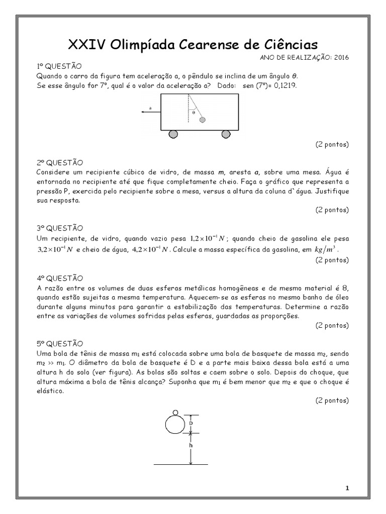 OCF 1° ANO Provas Completas | PDF | Massa | Terra